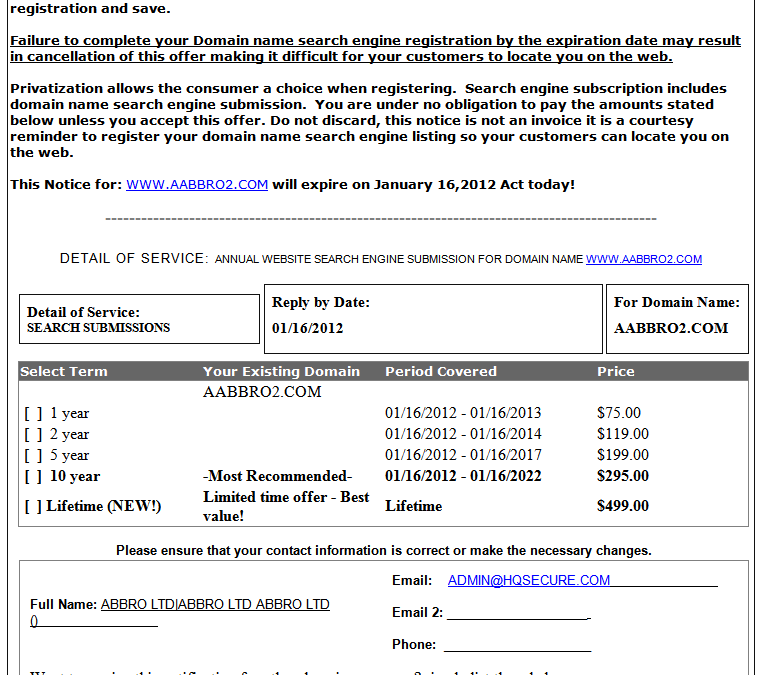 DS Search Engine Registration - HQ Secure Global Internet